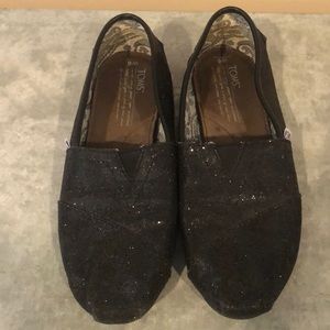 Toms | Shoes | Toms Black Glitter Sparkly Flats Size 6w | Poshmark